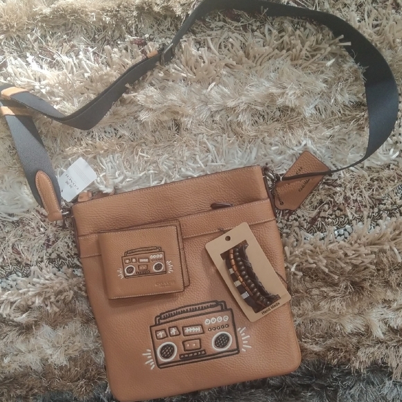 Coach | Bags | Genuine Coach Brown Leather Crossbody Bag And Wallet Set ...